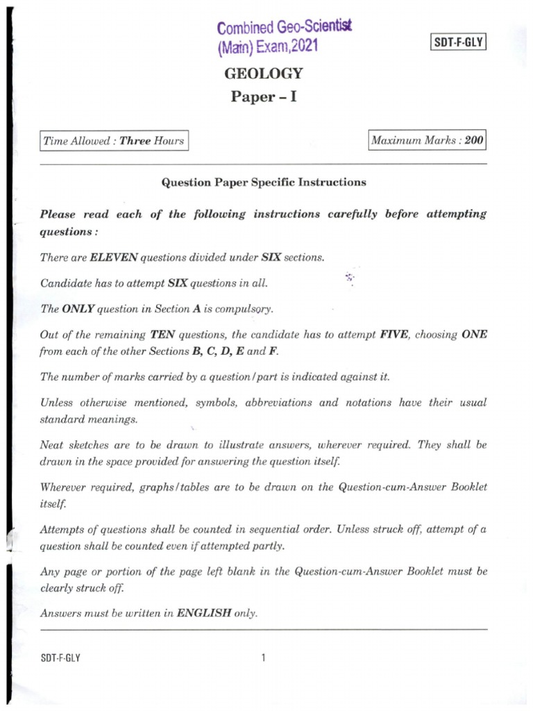 Gsi Geology Mains Paper 1 Merged | PDF | Geology | Fault (Geology)