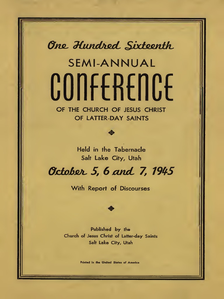 LDS Conference Report 1945 Semi Annual | PDF | Christian Belief And ...