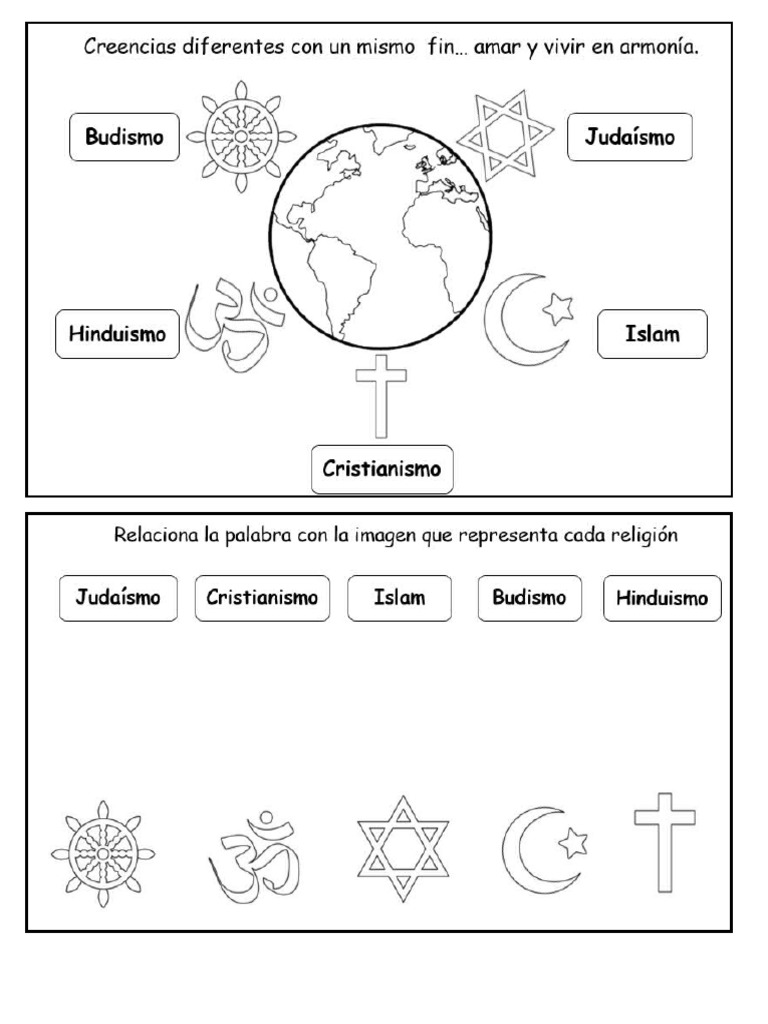 Diversas Religiones Ficha de Trabajo | PDF