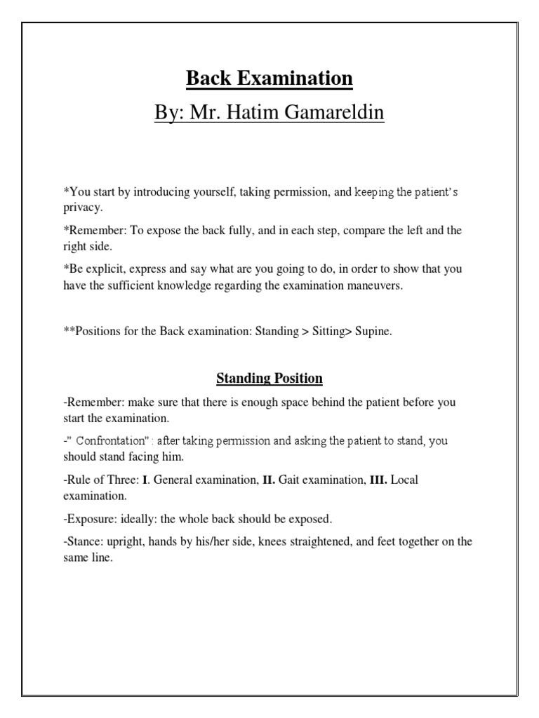 4-Back Examination ٢ | PDF | Vertebral Column | Scoliosis