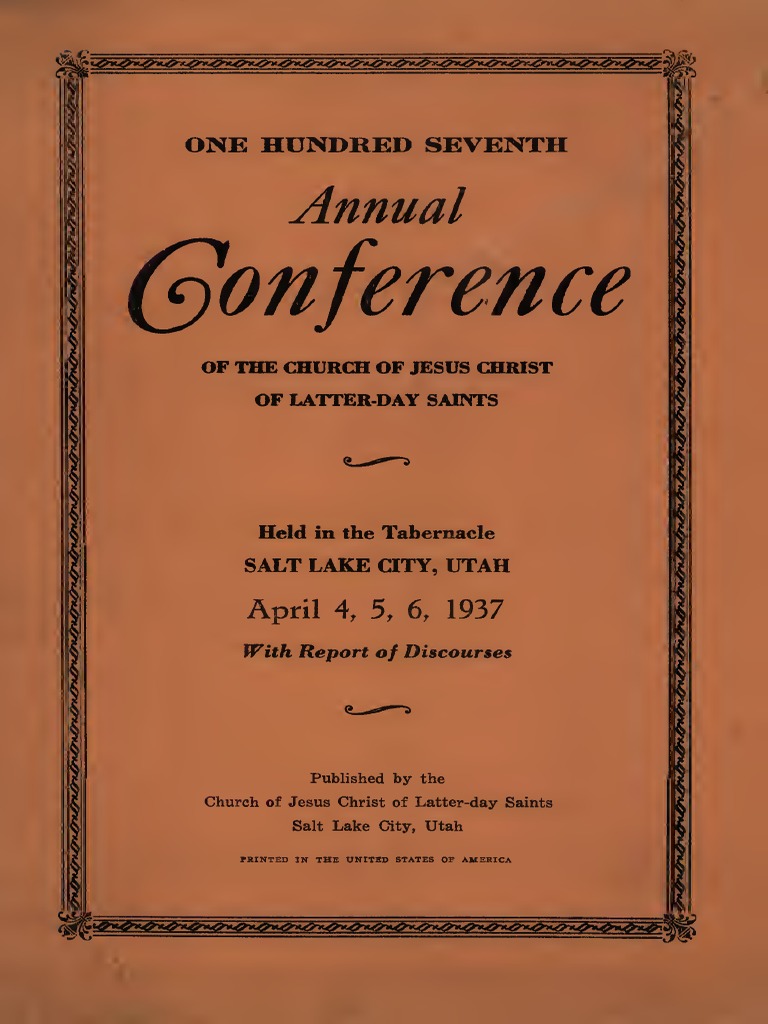 LDS Conference Report 1937 Annual | PDF | The Church Of Jesus Christ Of ...
