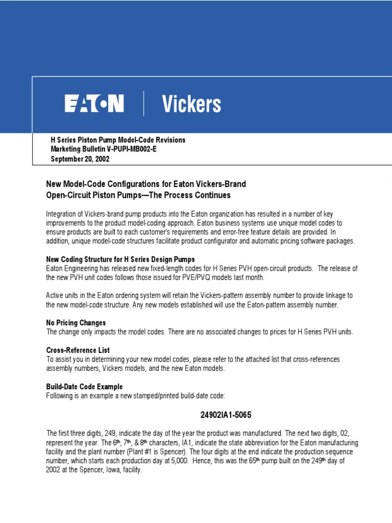 Catalogo Vickers A Eaton Cross Reference | PDF | Machines | Mechanical Engineering