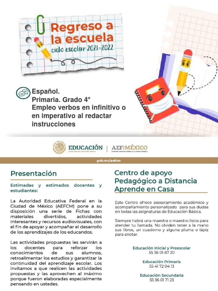 Empleo de verbos en infinitivo e imperativo al redactar instrucciones ...