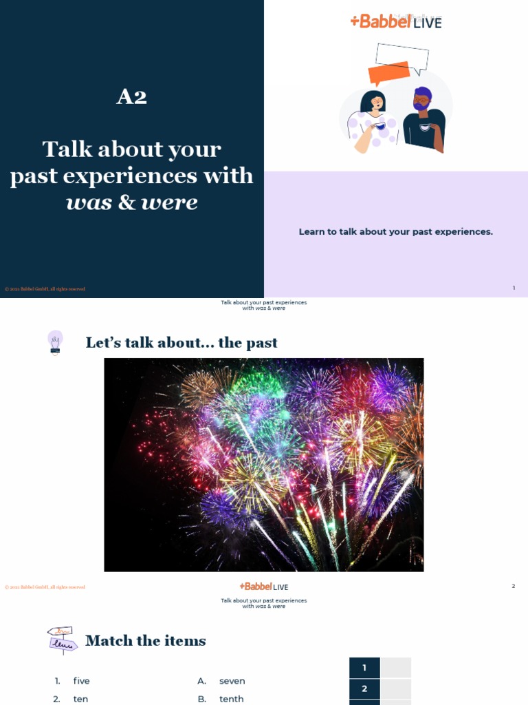 ENG - A2 - 20 Talk About Your Past Experiences With - Was - and - Were ...