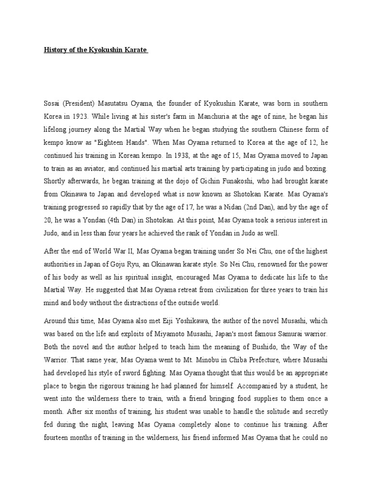 History of Kyokushin Karate Founder | PDF | Karate | Individual Sports