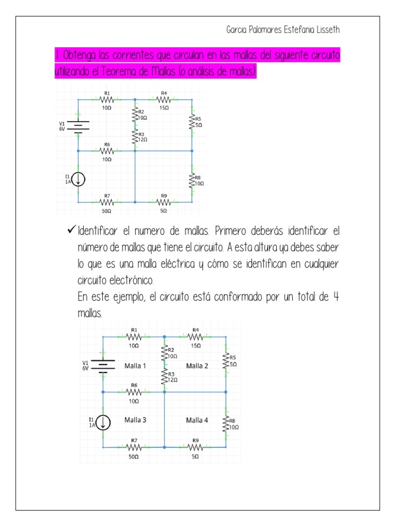 Análisis de Mallas | PDF | Resistencia Eléctrica y Conductancia | Ecuaciones
