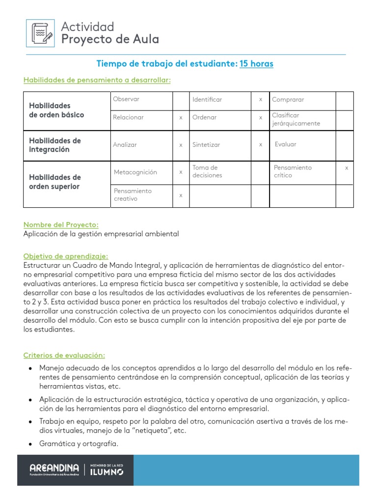 Proyecto de Aula | PDF | Caso de estudio | Cognición
