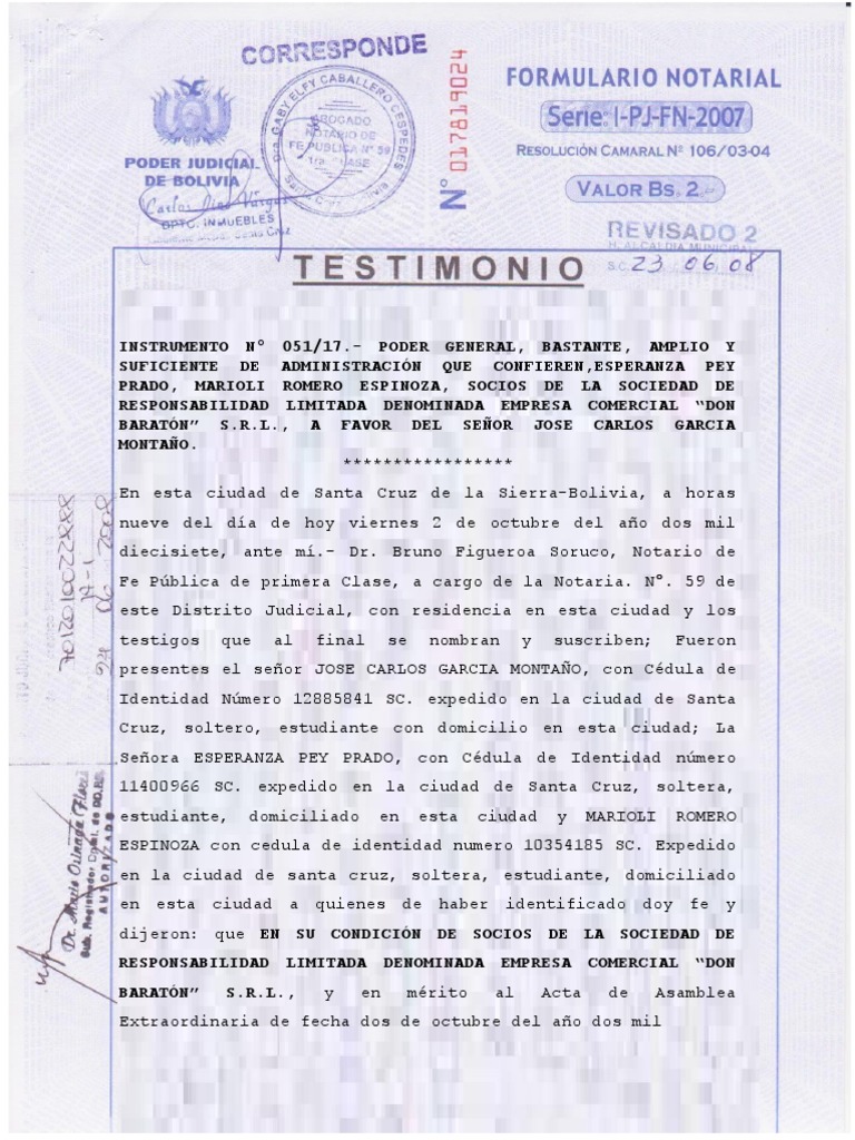Poder Notarial de Representación Legal | PDF | Política | Ciencias sociales