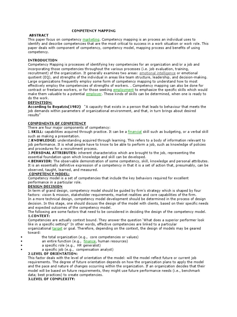 Competency Mapping | Download Free PDF | Competence (Human Resources ...