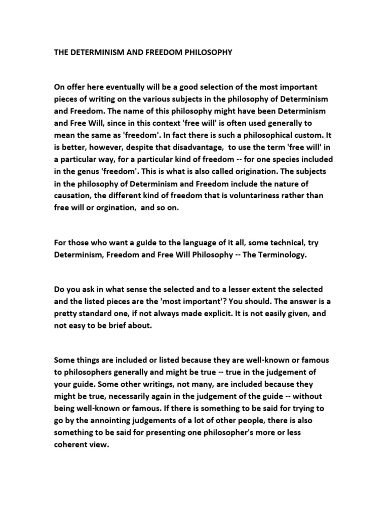 The Determinism and Freedom Philosophy | PDF | Science & Mathematics ...