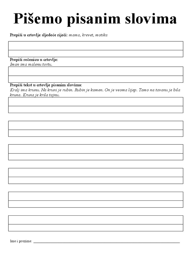 Pišemo Pisanim Slovima | PDF