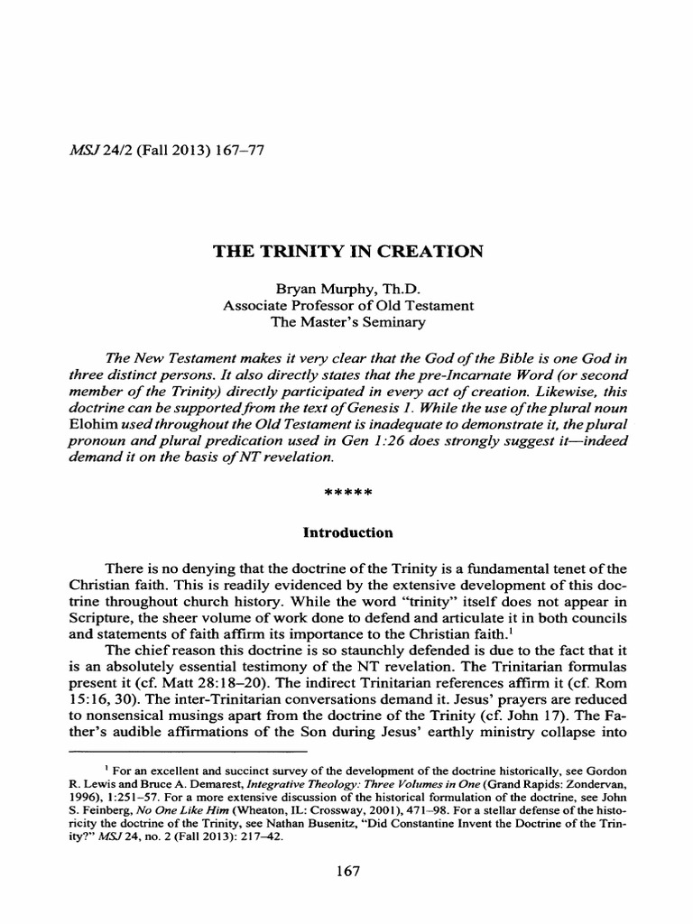 The Trinity in Creation | PDF | Grammatical Number | Trinity