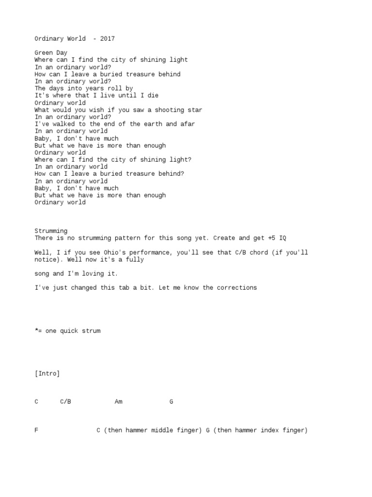 Green Day - Ordinary World | PDF | Musical Compositions | Songs