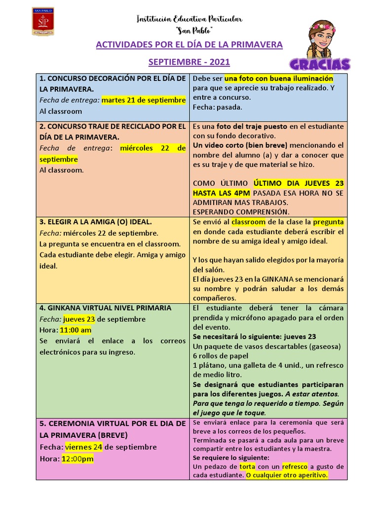Actividades Día de la Primavera 2021 | PDF