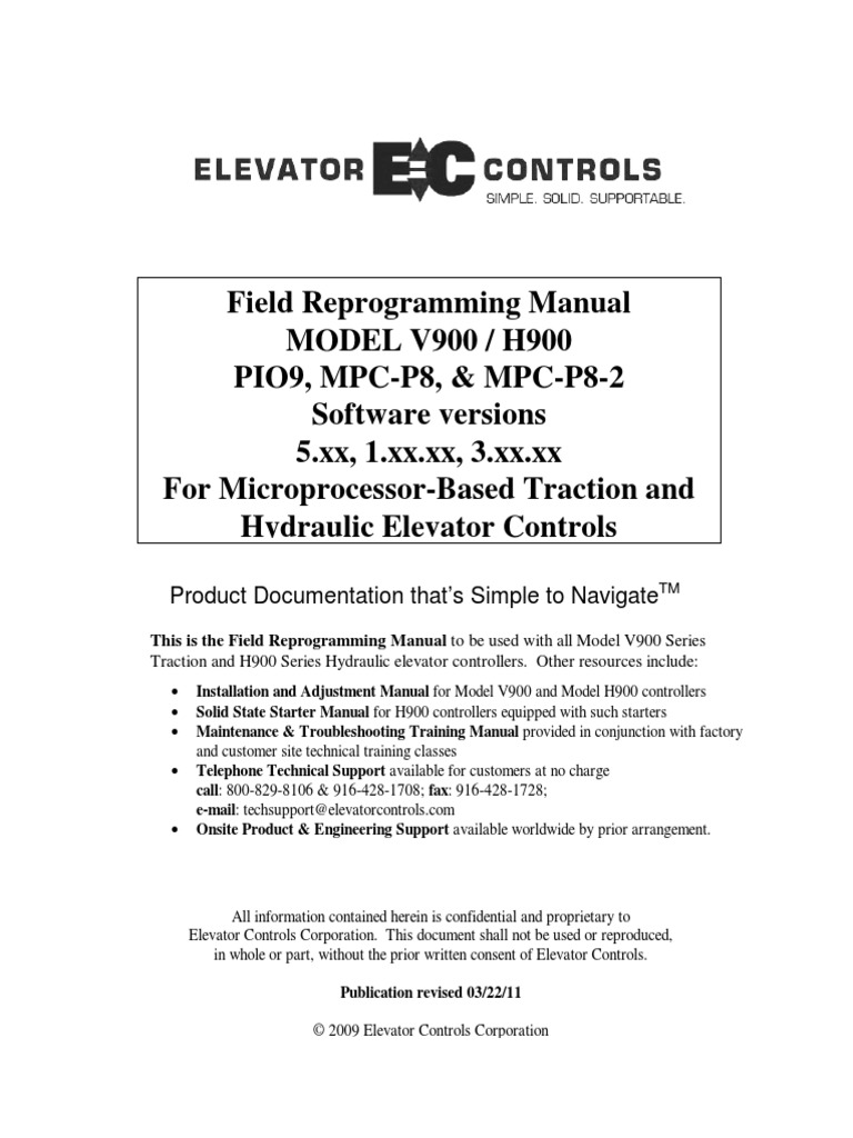 Reprogramming - ec-H900-V900 | PDF | Menu (Computing) | Elevator