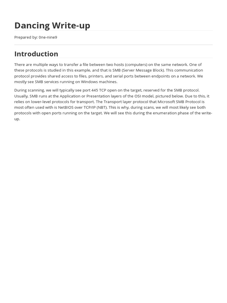 Dancing Write-Up | PDF | Computer Network | Port (Computer Networking)