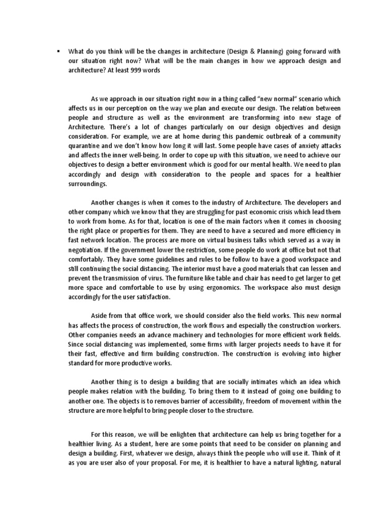 ESSAY On ARCHITECTURE | PDF | Design | Sustainability