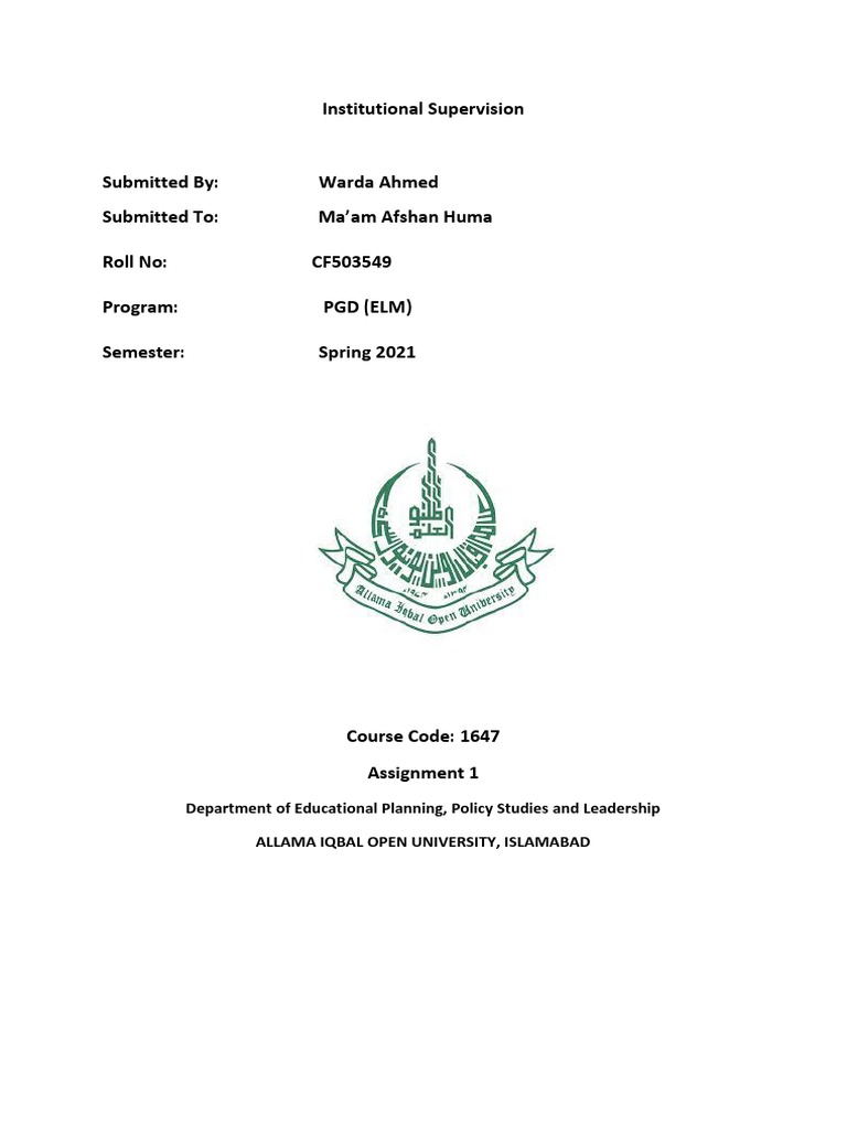 Institutional Supervision | PDF | Leadership | Teachers