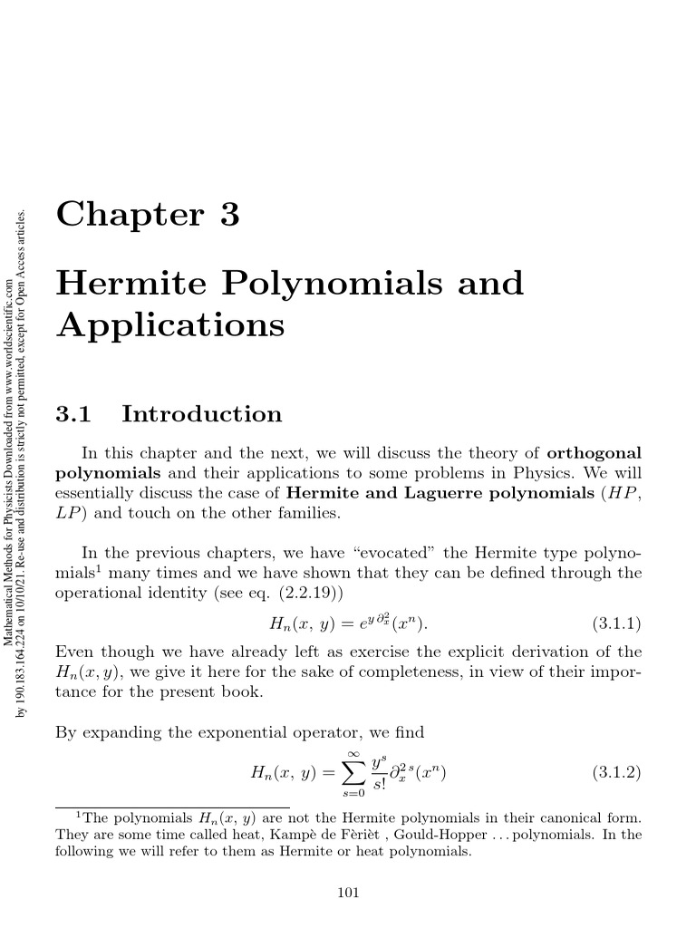 Hermite Polynomials and Applications | PDF | Derivative | Equations