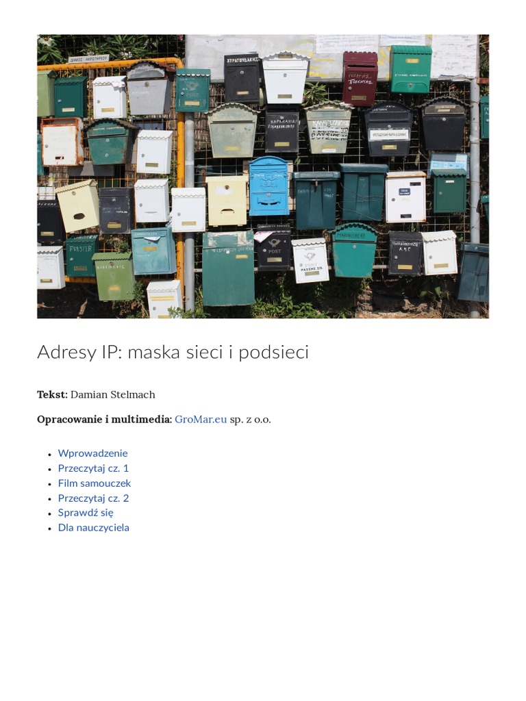 Adresy IP Maska Sieci I Podsieci | PDF