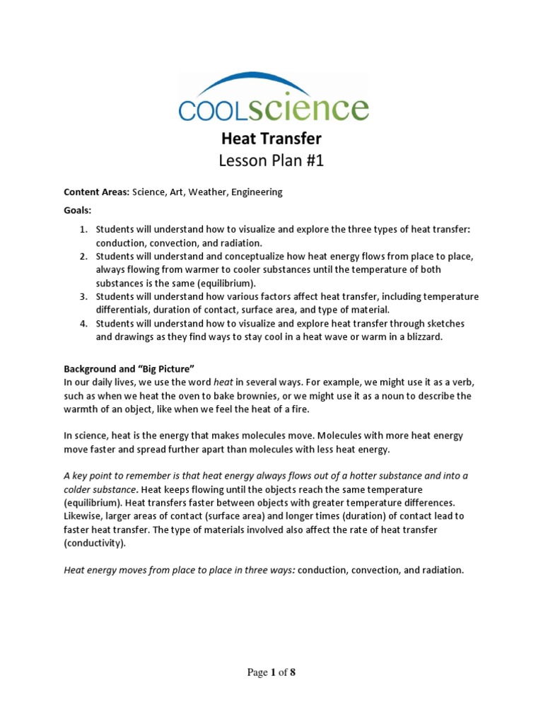 Lesson+Plan+1+ +Heat+Transfer | PDF | Heat Transfer | Heat