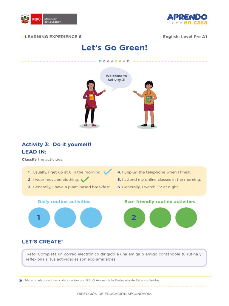 Let's Go Green!: Activity 3: Do It Yourself! Lead in | PDF
