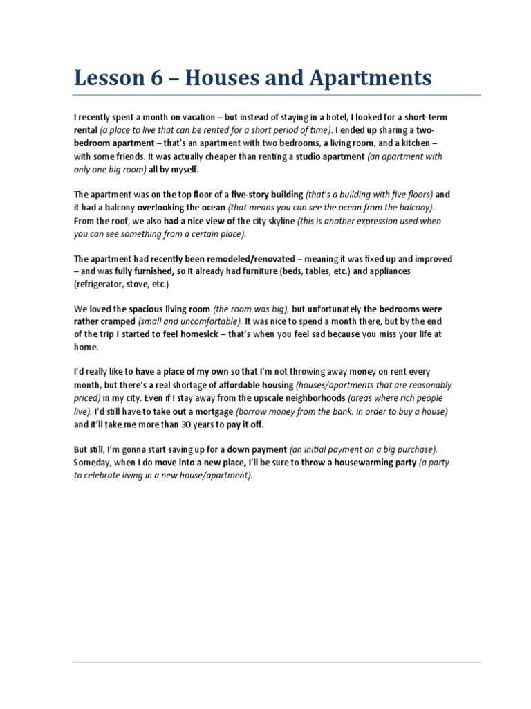 Short-Term Rentals: Apartments Explained | PDF | Apartment | Bedroom