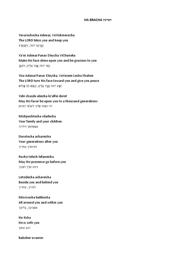 Blessings in Hebrew: Ha Bracha Lyrics | PDF | Religion & Spirituality