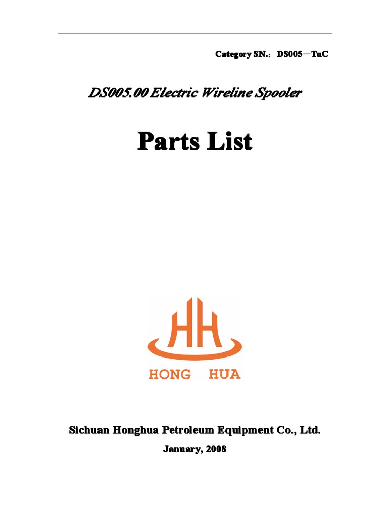 Electrical Wireline Spooler Parts List | PDF | Nut (Hardware) | Tools