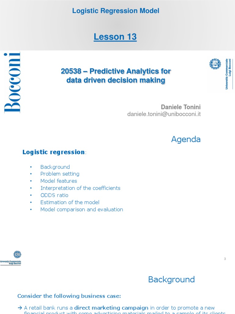 Lesson 13 Logistic Regression | PDF | Logistic Regression | Receiver Operating Characteristic
