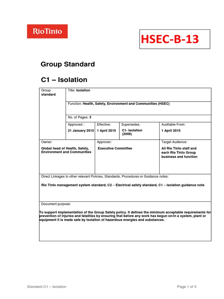 RT Isolation Standard | PDF | Safety