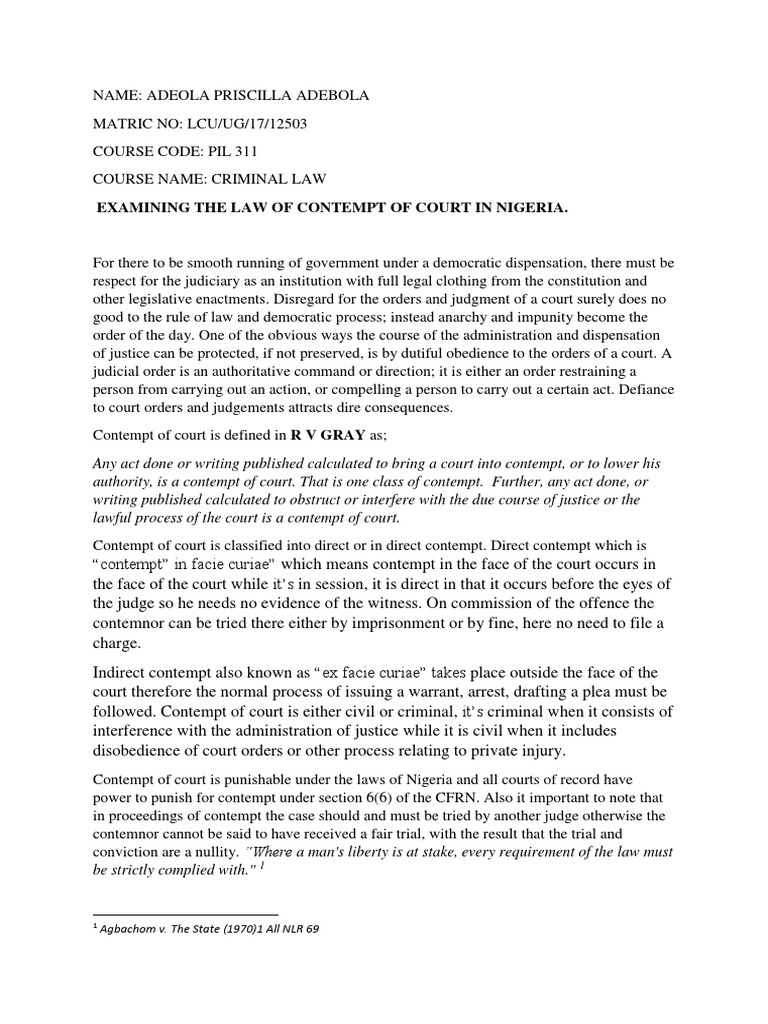 Criminal Law Assignment | Download Free PDF | Contempt Of Court ...