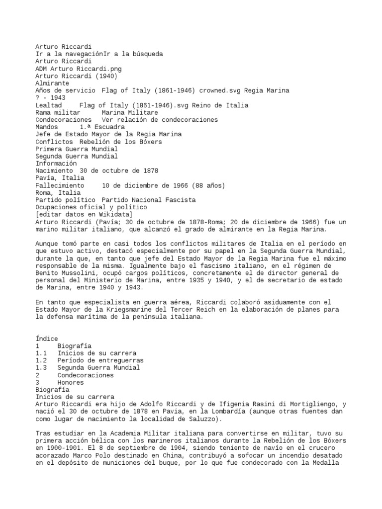 Arturo Riccardi | PDF | Militar | Guerra