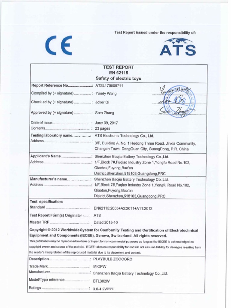 ATSL170509711 - Test Report EN62115 Report | PDF | Insulator ...