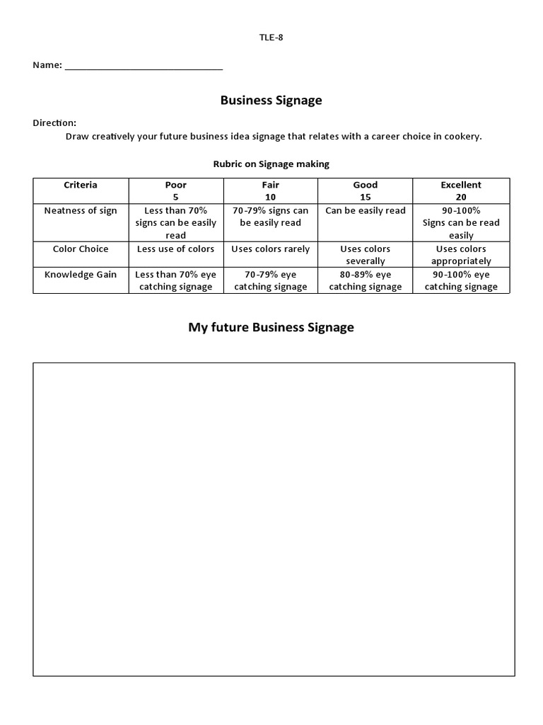 Activity Sheet-Business Signage | PDF