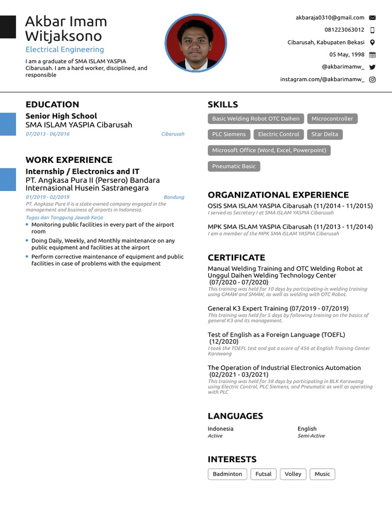 CV Akbar Imam W. | PDF | Engineering