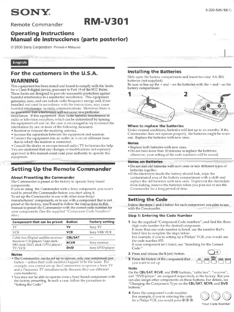 Sony RM v301 | PDF