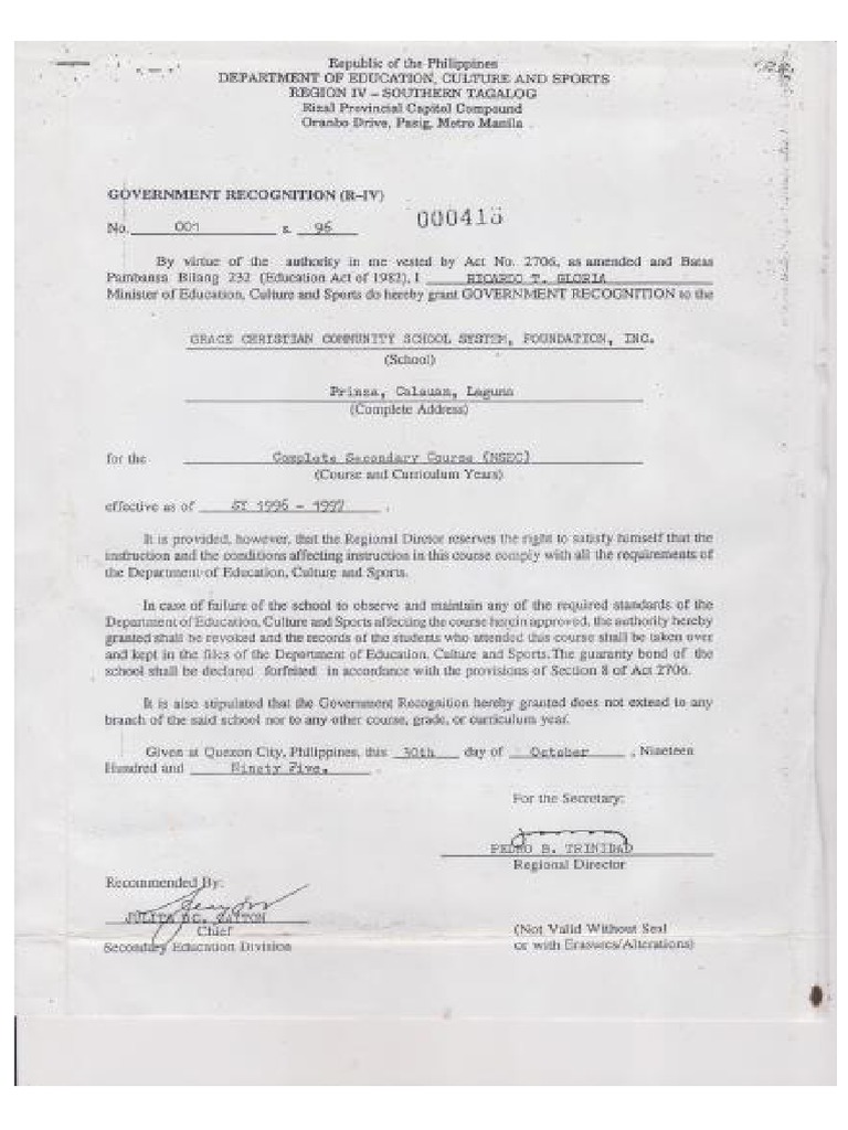 JHS Deped Recognition | PDF