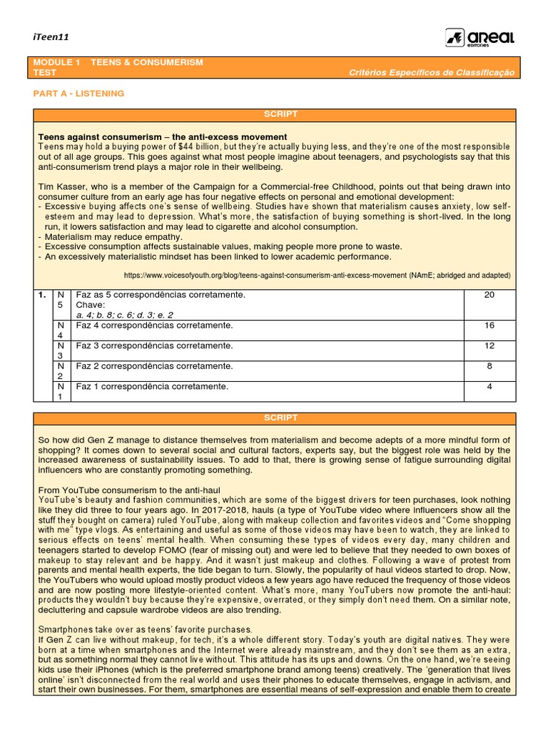 Iteen11: Teens Against Consumerism - The Anti-Excess Movement | PDF ...