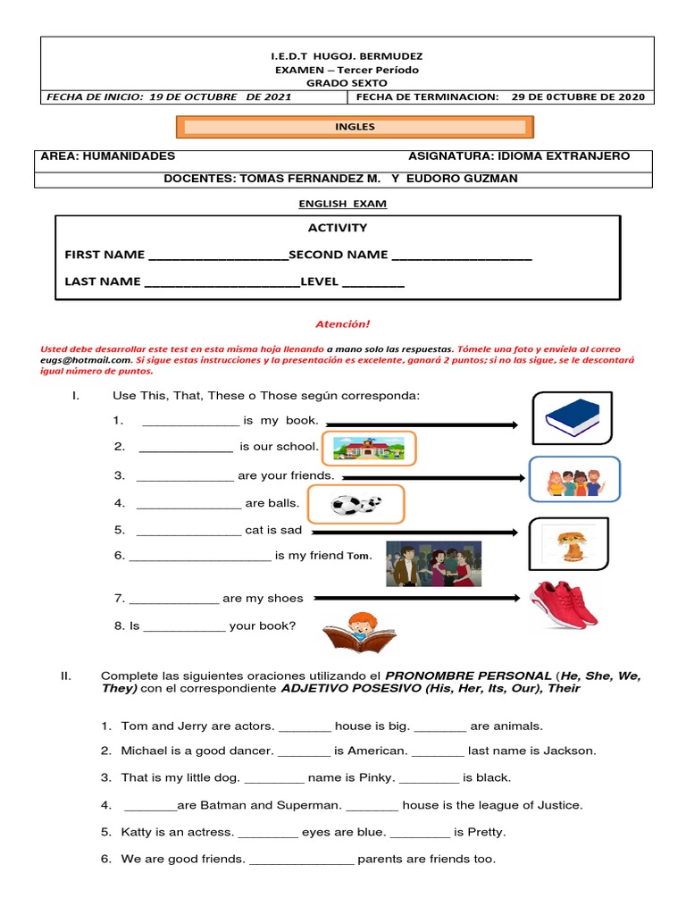 PDF - 6th Grade English Final Test | PDF