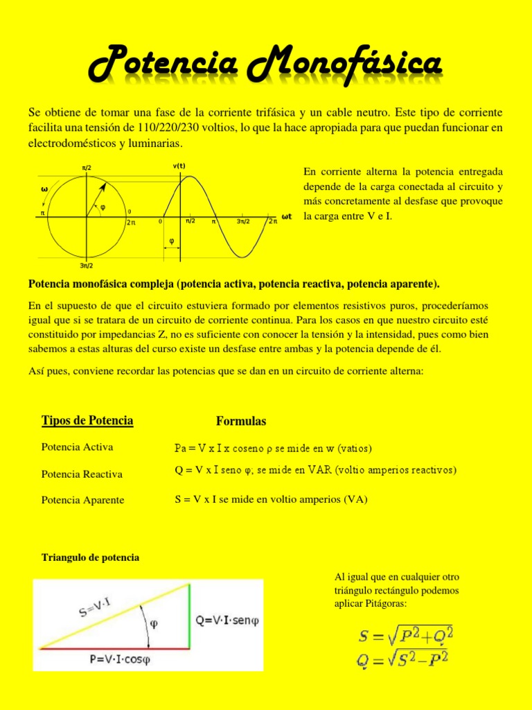 Potencia Monofasica | PDF | Energia electrica | Corriente eléctrica