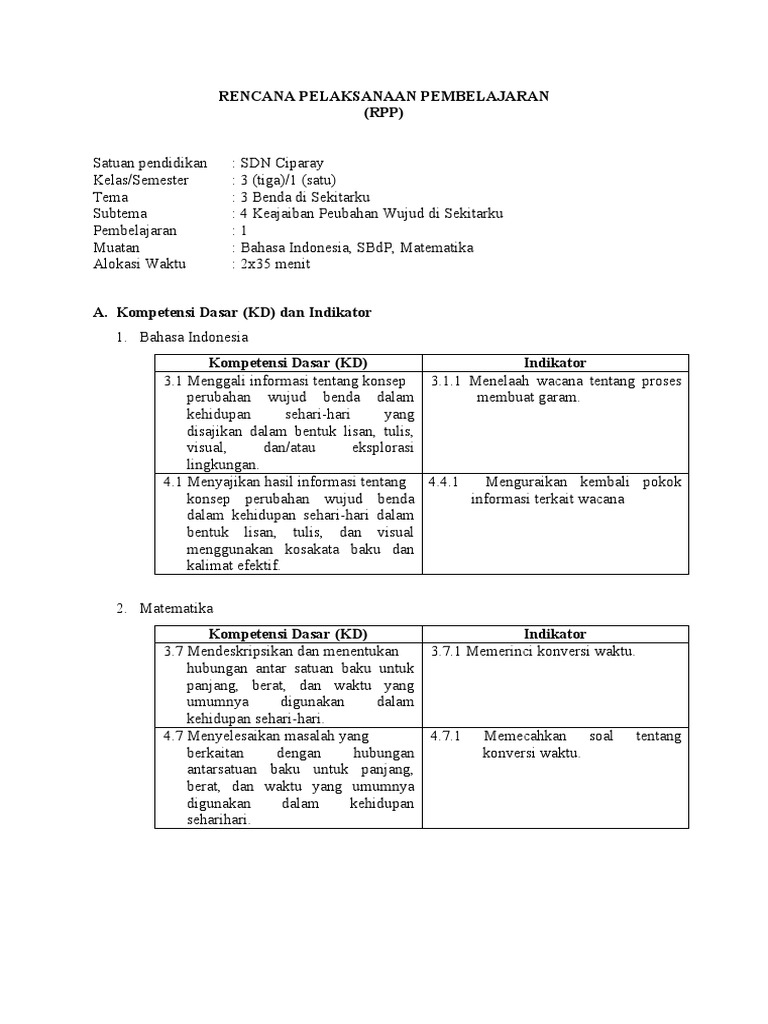 RPP Kelas 3 | PDF