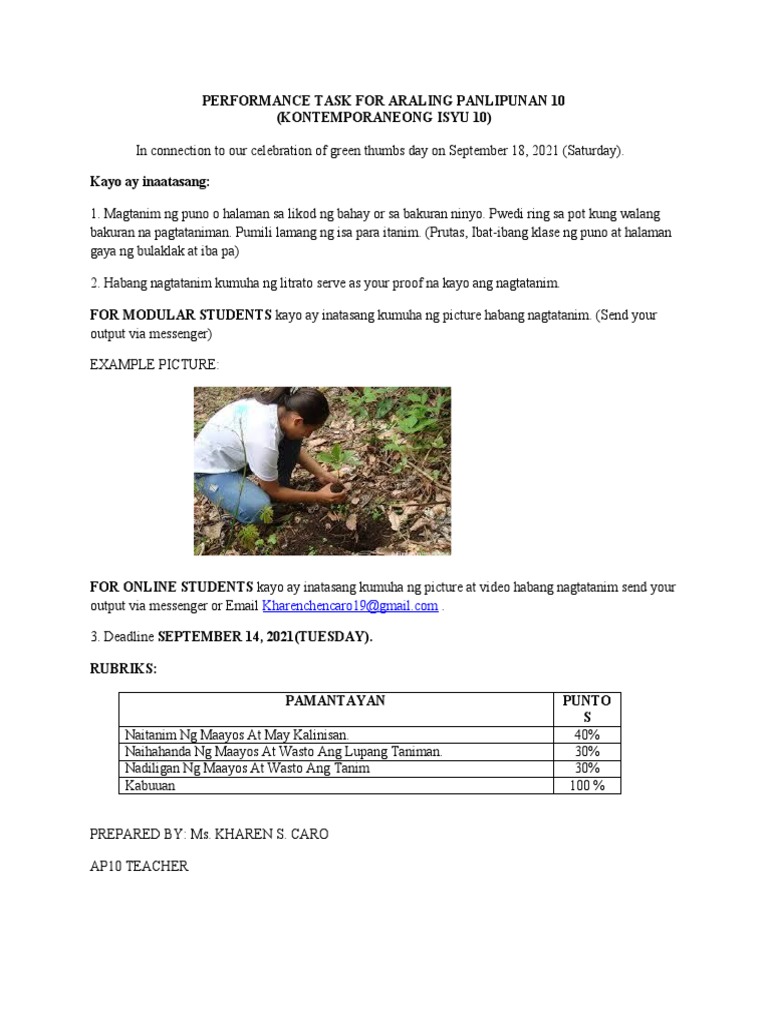 Performance Task For Araling Panlipunan 10 | PDF