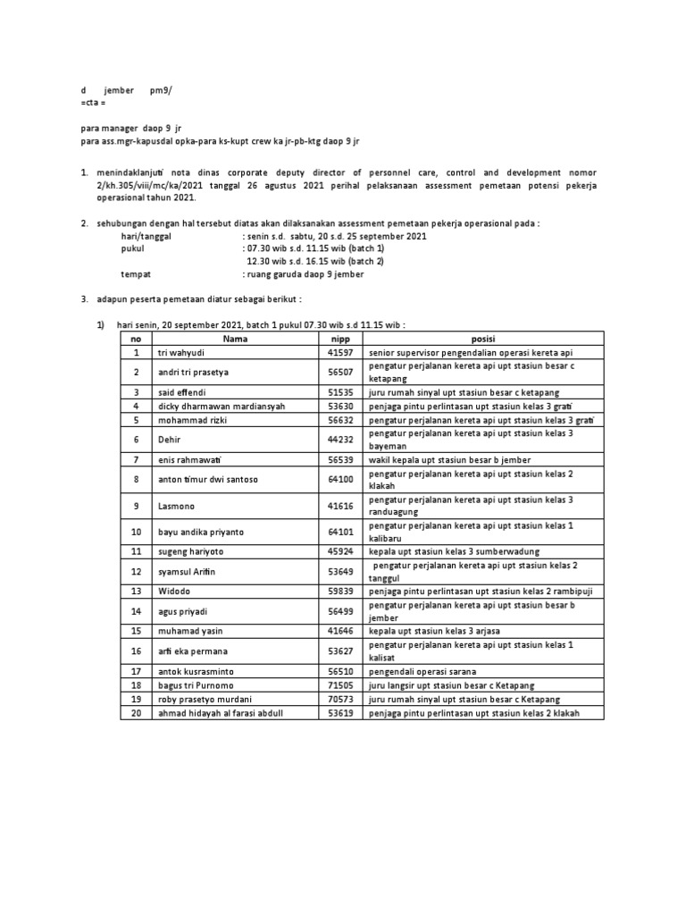 Wad Assesment Pemetaan Operasional | PDF