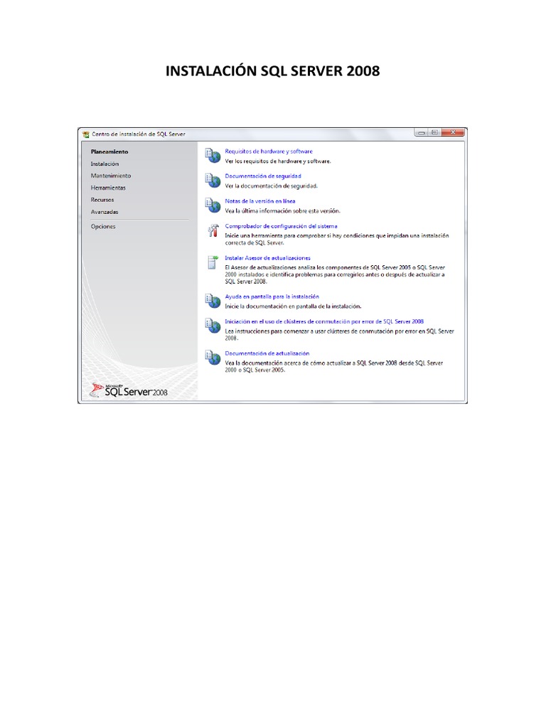Manual de Instalación SQL Server 2008 - Oscar Patty | PDF