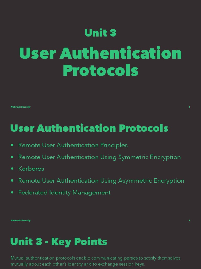 Unit 3 User Authentication Protocols Pdf Computer Network Authentication
