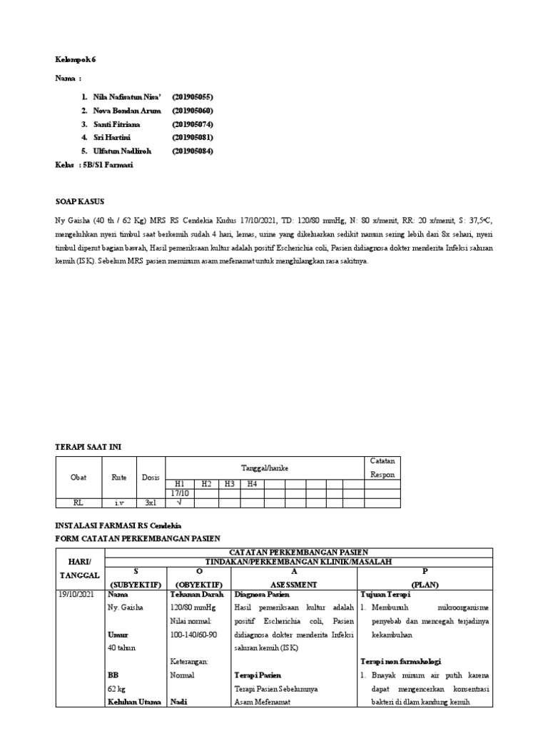 Kelompok 6 - SOAP ISK - 5B S1 Farmasi | PDF