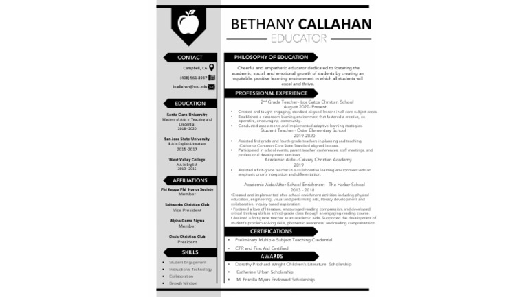 Bethany Callahan Resume 2021 | PDF | Teachers | Applied Psychology