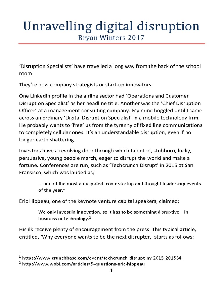 Unravelling Digital Disruption | PDF | Disruptive Innovation | Experiment