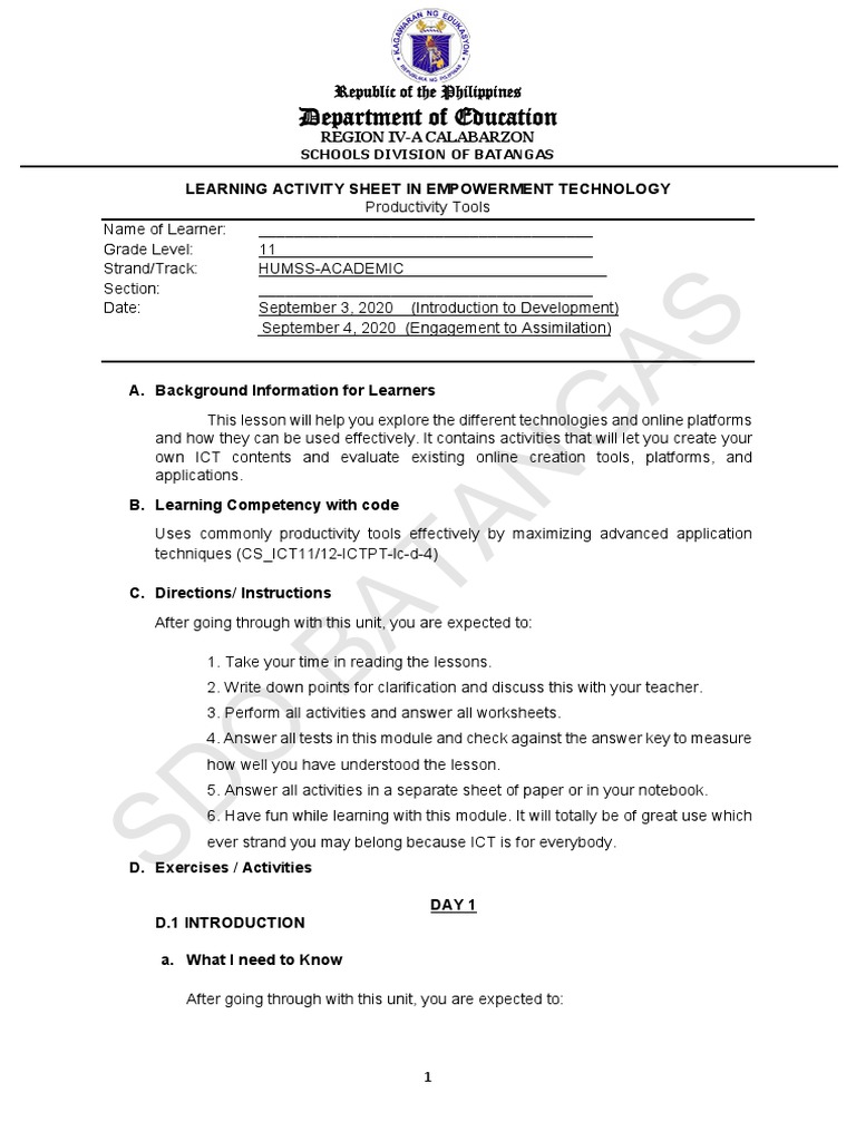 4 Edited Empowerment Technologies Applied Productivity Tools Melc 4 Las ...